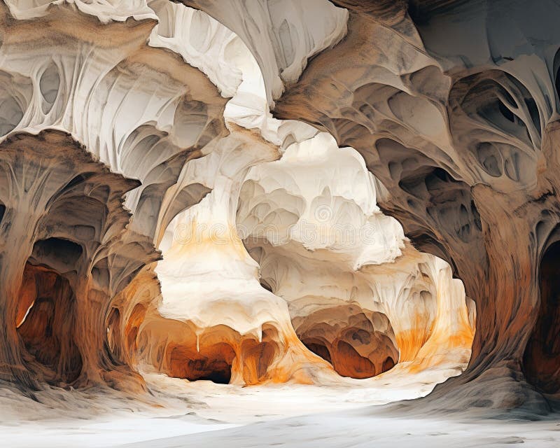 Cave Cave Has a Big Underground Cavern with Huge Rocks. Stock ...