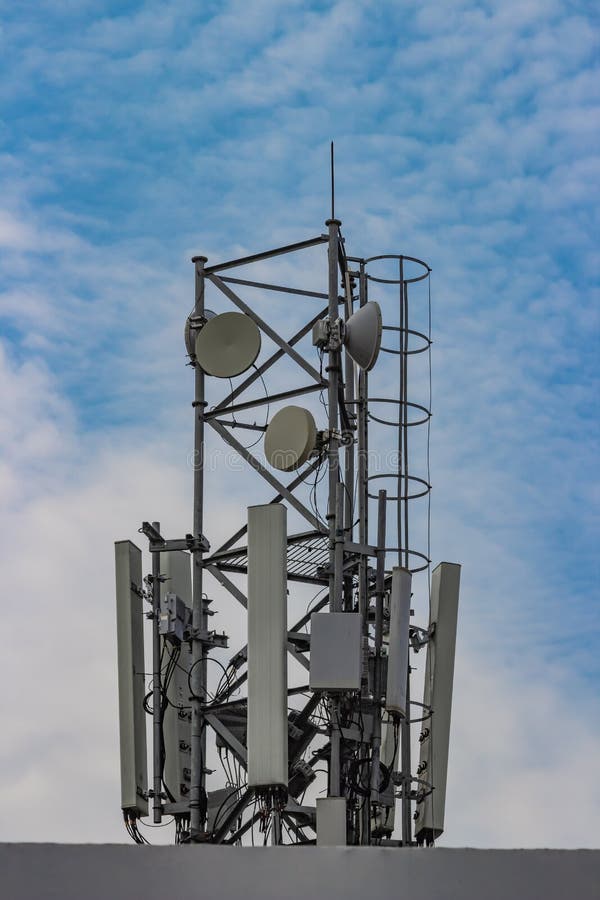 Image of Cellphone or Mobile Phone Tower, Cell Site with Blue Sky Stock ...