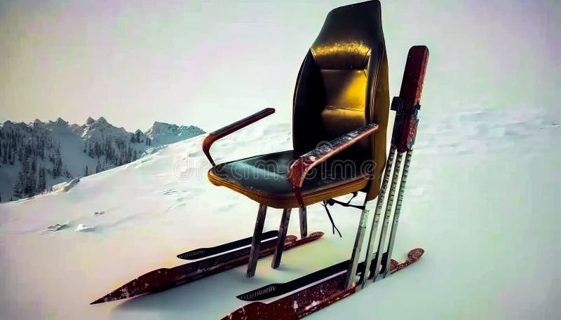 An Image of Chair on Skis in the Snow. Generative AI Stock Photo ...
