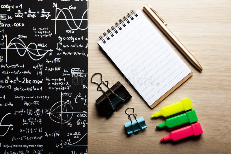 Image of Chalk Board Table Notebook Marker Pen Stock Image - Image of ...