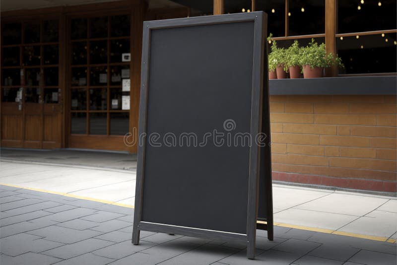 Image of Chalkboard Outside Store with Plants and Copy Space, Created ...