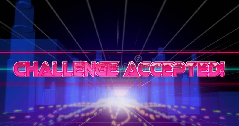 Image of Challenge Accepted Text Banner Over Light Trails Against 3d ...