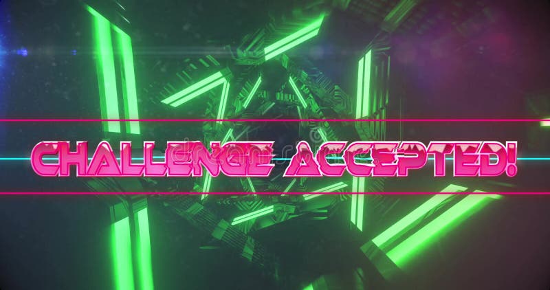Image of Challenge Accepted Text Over Neon Pattern Background Stock ...