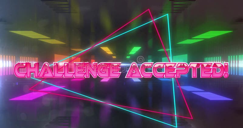 Image of Challenge Accepted Text Over Neon Pattern Background Stock ...