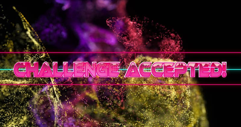 Image of Challenge Accepted Text Over Purple and Golden Digital Waves ...