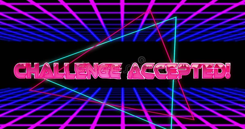 Image of Challenge Accepted Text Over Triangles and Grid Pattern ...