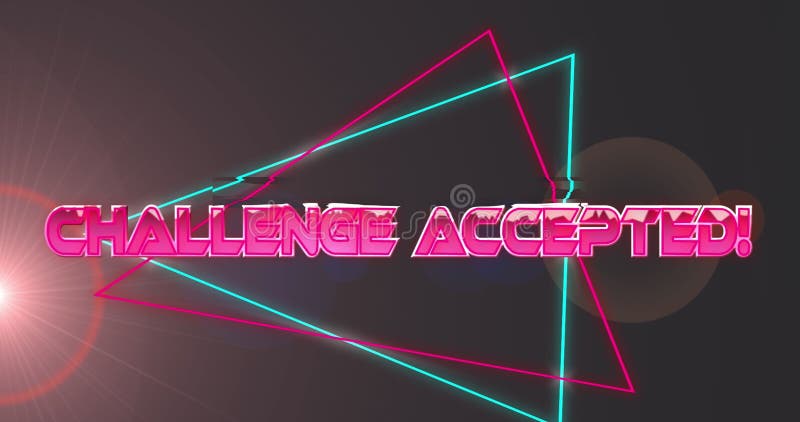 Image of Challenge Accepted Text and Shapes Over Light Spots on Black ...