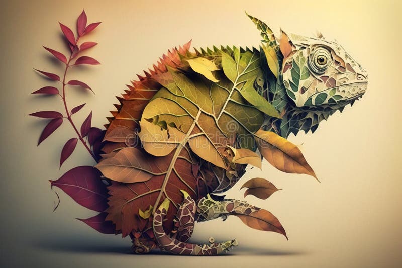 Image of Chameleon Design with Leaf Elements. Reptile. Animals ...