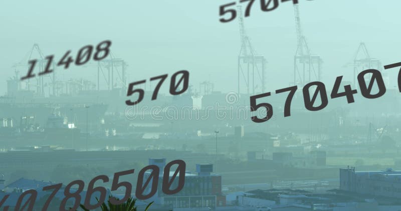 Image of Changing Numbers Against Aerial View of Cityscape Stock Photo ...