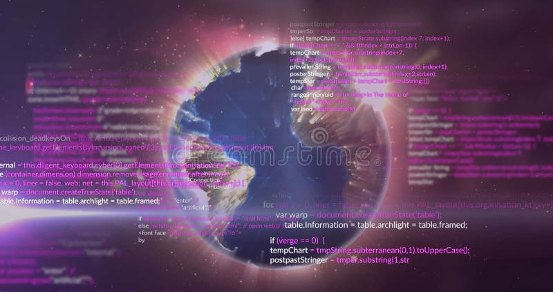 Image of Changing Numbers with Computer Language Over Rotating Globe ...