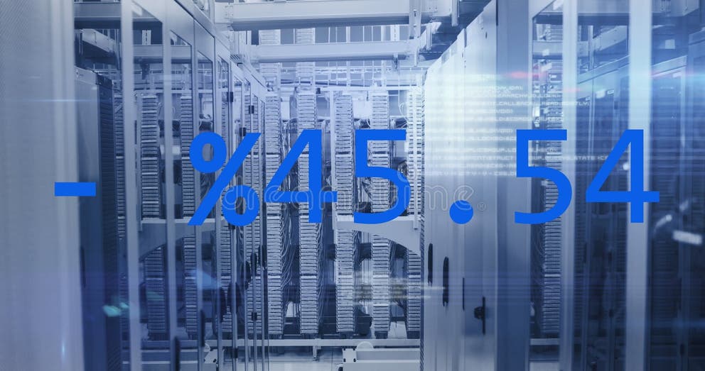 Image of Changing Numbers, Data Processing and Light Spots Against ...