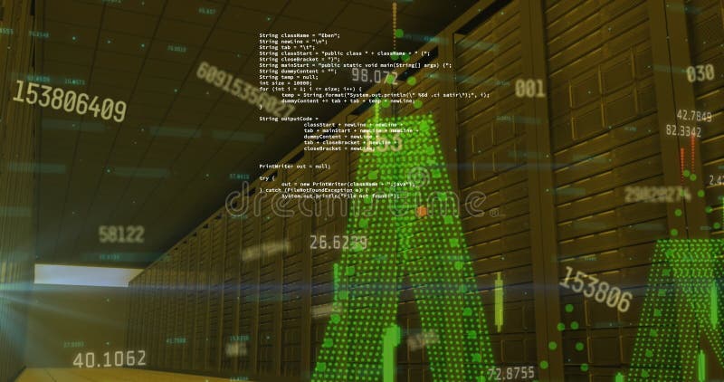 Image of Changing Numbers, Graphs, Computer Language Over Data Server Room Stock Image - Image ...