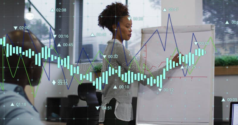 Image of Changing Numbers, Graphs, Diverse Woman Explaining Reports on ...