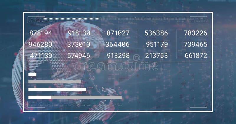 Image of Changing Numbers, Graphs, Loading Bar Over Bars and Rotating ...
