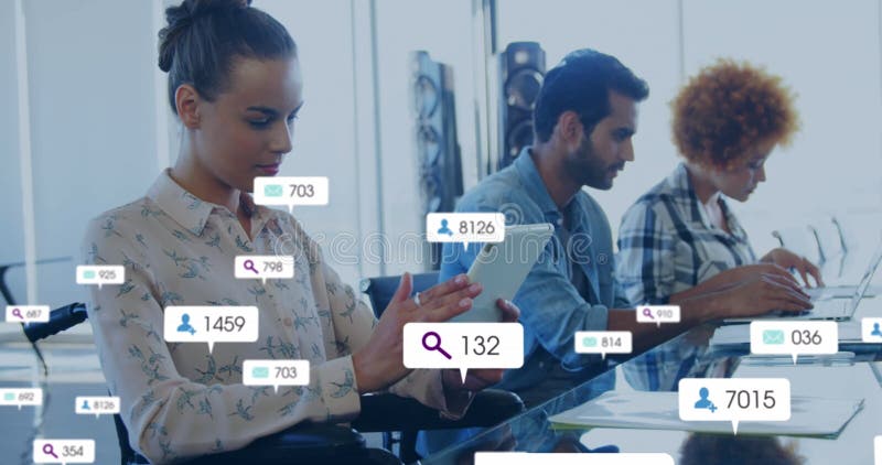 Image of Changing Numbers, Icons in Notification Bars, Diverse ...