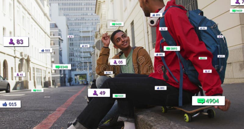 Image of Changing Numbers and Icons in Notification Bars, Diverse ...