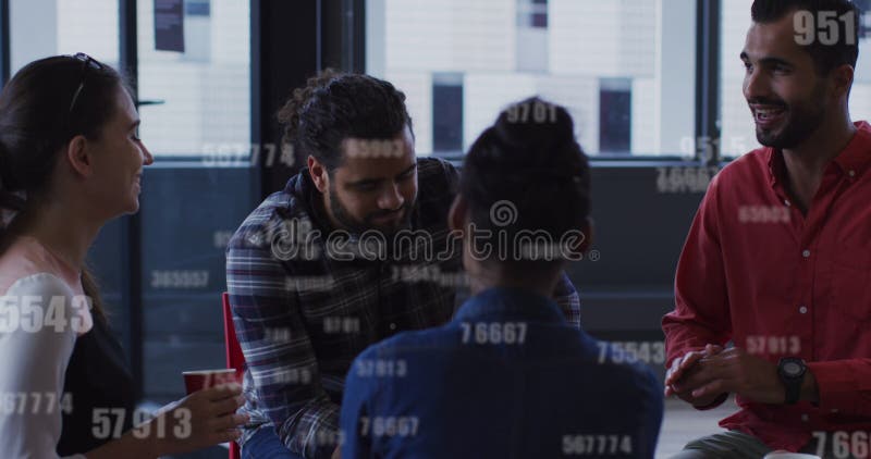Image of Changing Numbers Over Diverse Coworkers Having Coffee Break ...