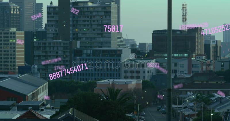 Image of Changing Numbers Over Modern Buildings in Background Stock ...