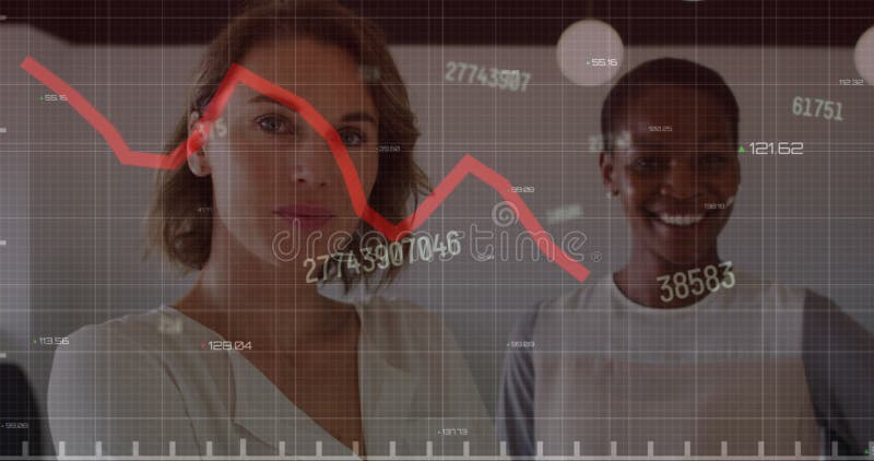 Image of Changing Numbers and Red Graph Over Portrait of Two Diverse ...