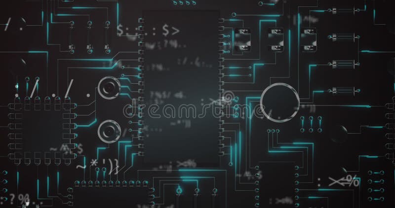 Image of Changing Symbols Over Circuit Board in Seamless Pattern ...