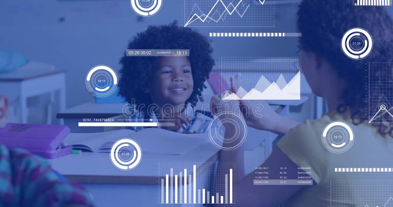 Image of Charts Processing Data Over Diverse Female Teacher and ...