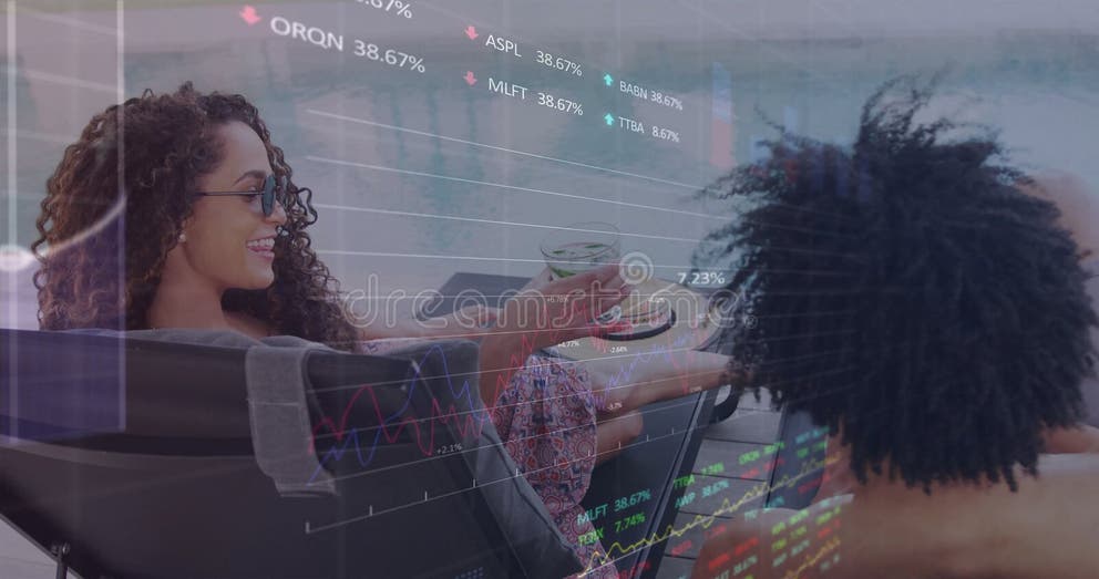 Image of Charts Processing Data Over Diverse Relaxing beside Sunny ...