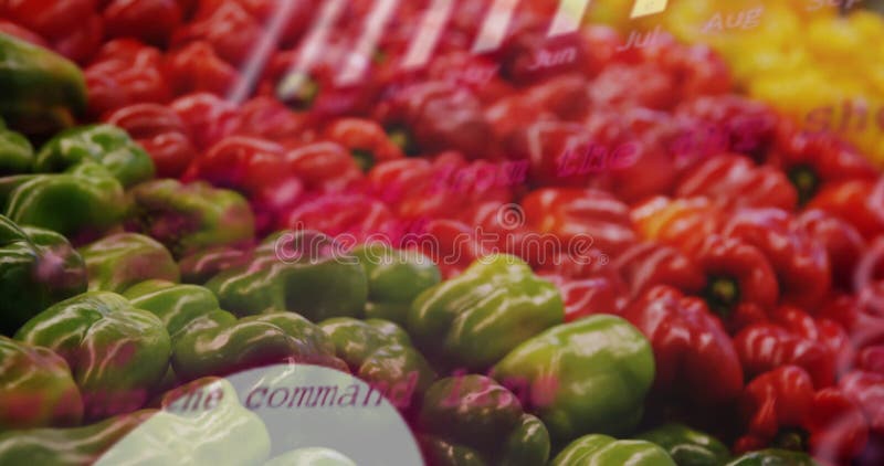 Image of Charts Processing Data Over Vegetables in Shop Display Stock ...