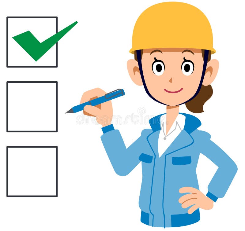 Checklist and Female Upper Body in Work Clothes Stock Vector ...