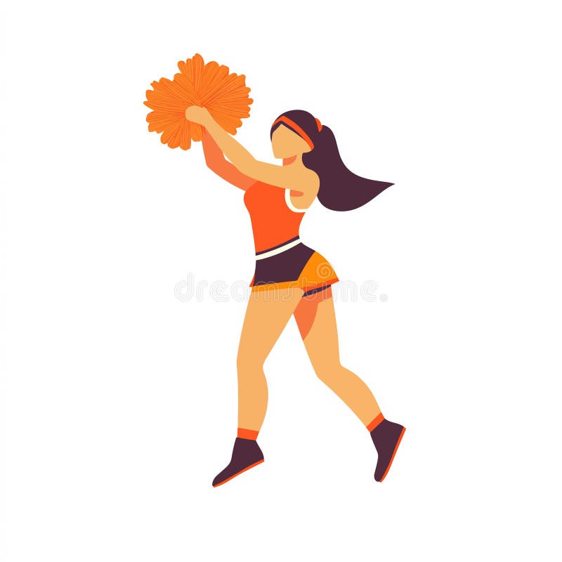 A Cheerleader Performing a Stunt during a Game. Flat Vector Stock ...