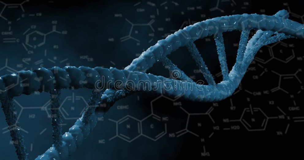 Image of Chemical Formula and Dna Strand on Black Background Stock ...