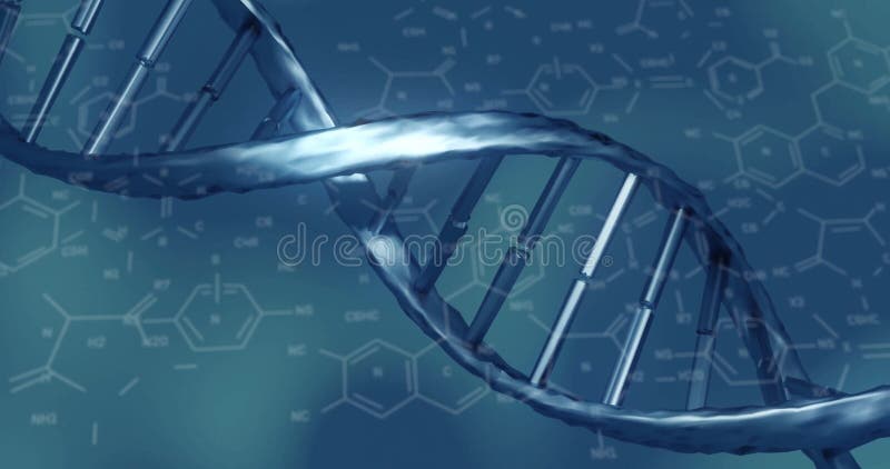 Image of Chemical Formula and Dna Strand on Blue Background Stock Photo ...