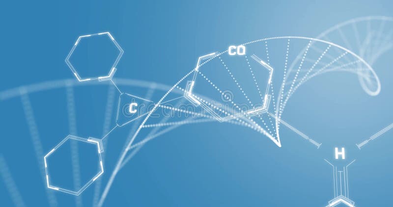 Image of Chemical Formula Over Dna Strand on Blue Background Stock ...