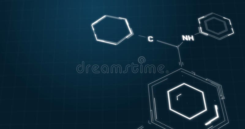 Image of Chemical Formula Structures Moving on Blue Background Stock ...