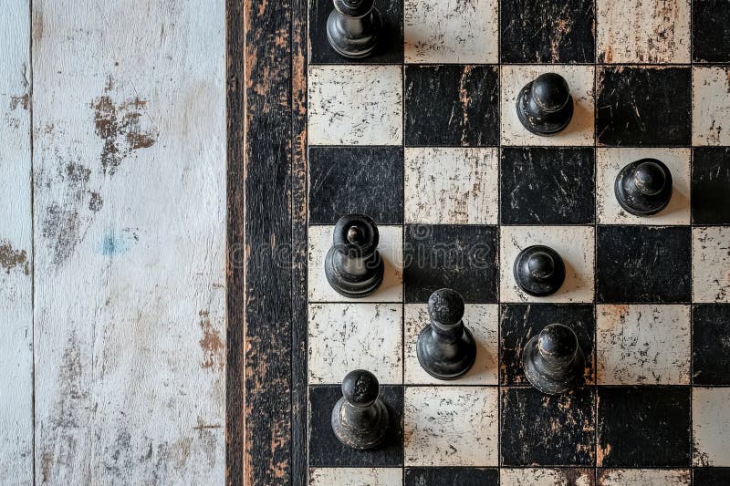 Image of a Chessboard and Chess Pieces on a White Background from Above ...