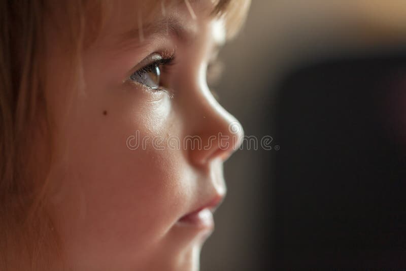 Image of a Child from Profile Stock Image - Image of look, expression ...