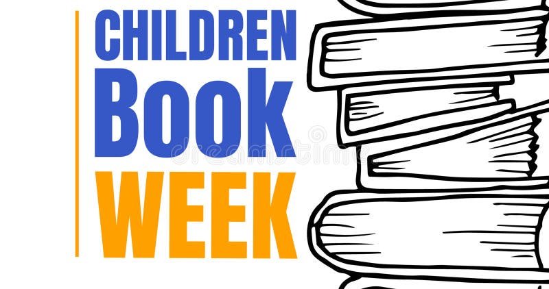Image of Children Book Week Text Over Books on White Background Stock ...