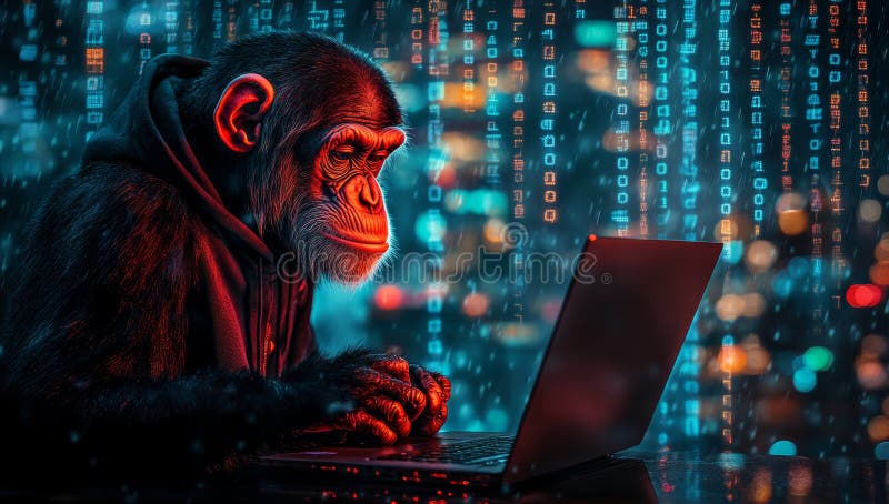 The Image of a Chimp Monkey As a Computer Hacker is Created Using ...