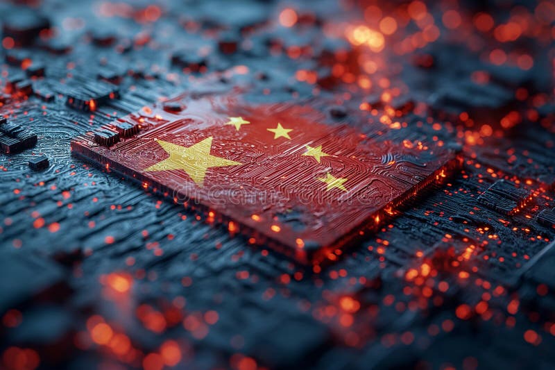 An Image of the Chinese Flag on an Integrated Circuit Board ...