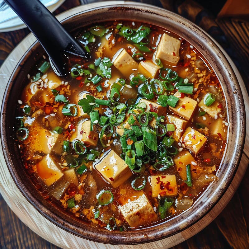 Image Of Chinese Food That Sichuan Hot And Sour Soup Tofu Stock Illustration Illustration Of