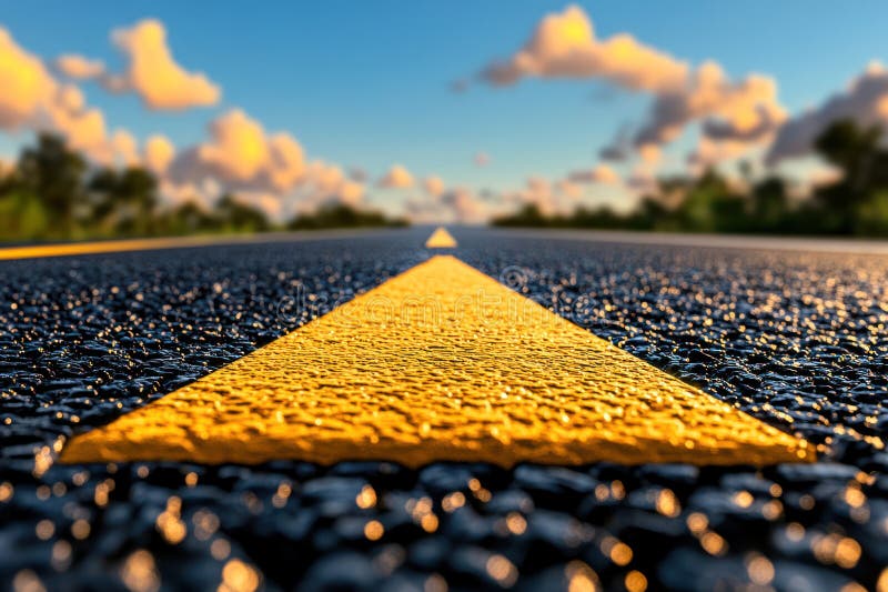 Choosing a Path: Conceptual Image of an Asphalt Road with Directional ...