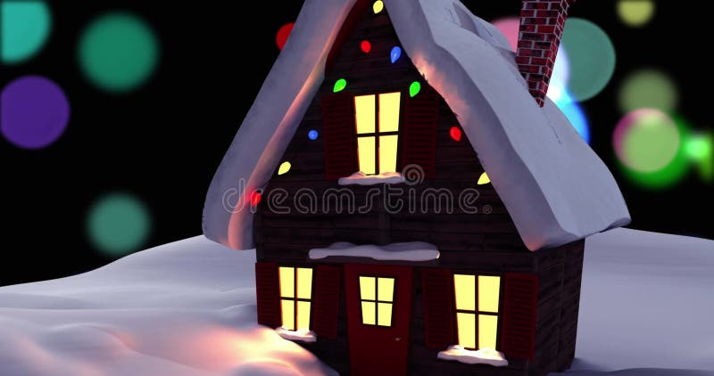 Image of Christmas House Over Spots Stock Illustration - Illustration ...