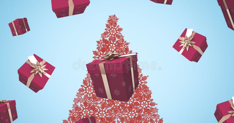 Image of Christmas Tree Over Presents Falling Stock Illustration ...