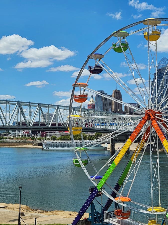 Cincinnati Skyline and John a. Roebling Suspension Bridge Editorial ...