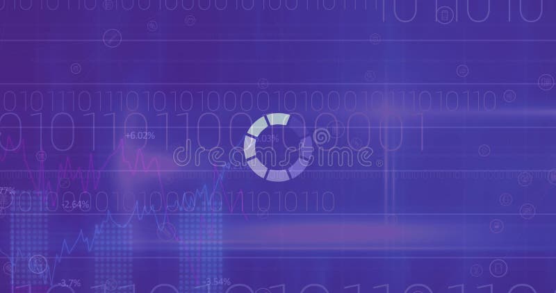 Image Of Circle Loading And Binary Coding Over Purple Background Stock Image Image Of People