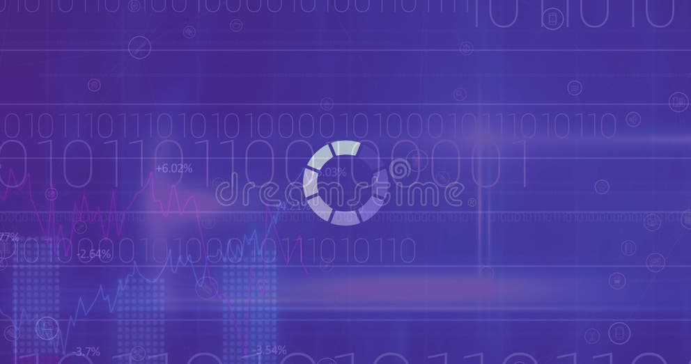 Image of Circle Loading and Binary Coding Over Purple Background Stock ...