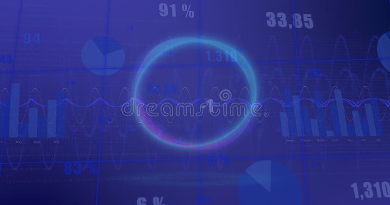 Image of Circle Over Multiple Graphs and Changing Numbers Against Abstract Background Stock ...