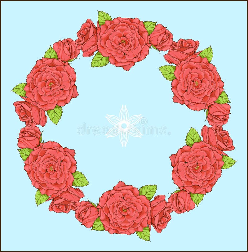 Image with circle of roses stock vector. Illustration of green - 65551339