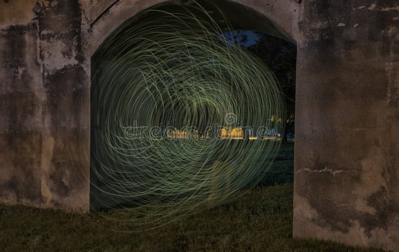 Circles of Emitting Light from Spinning a LED Torchlight. Stock Image ...