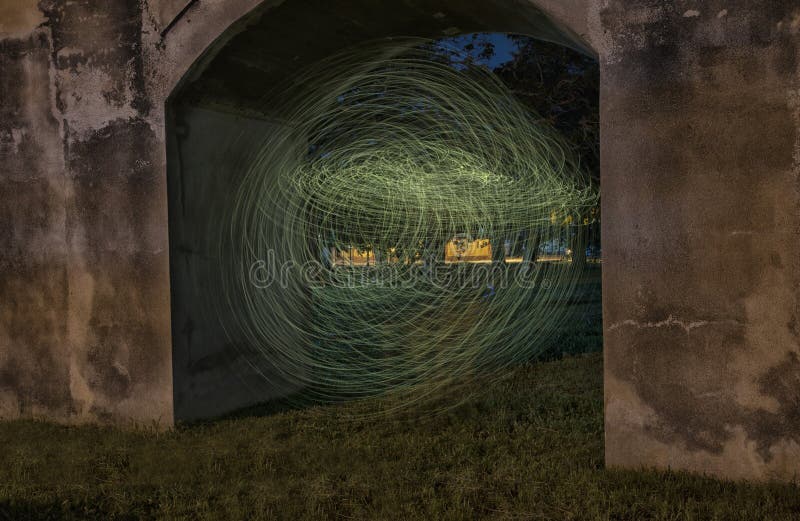 Circles of Emitting Light from Spinning a LED Torchlight. Stock Image ...