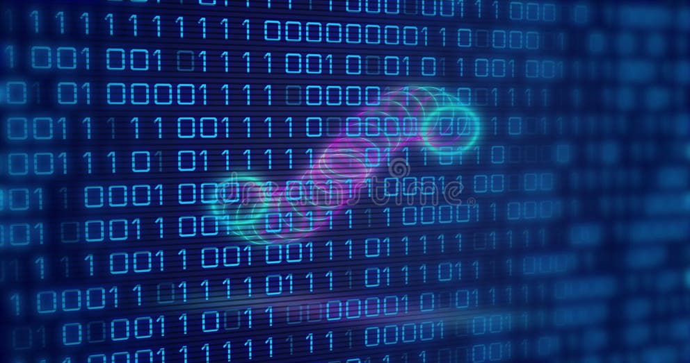 Image of Circles Over Binary Code on Navy Background Stock Illustration - Illustration of ...